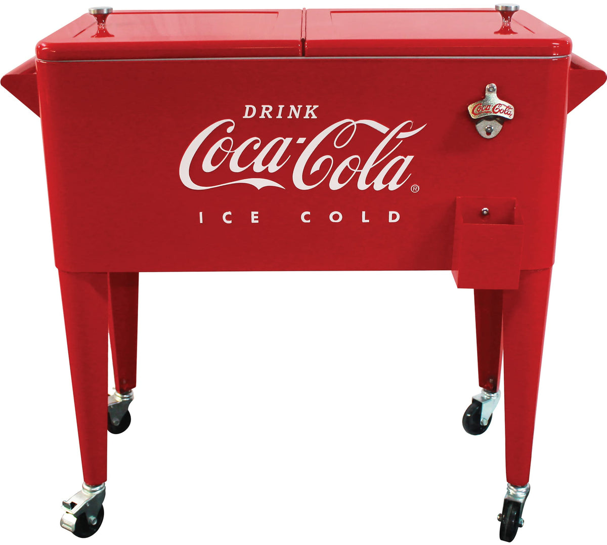 Coca-Cola Retro 80 Qt Rolling Metal Cooler with Opener | Official ...