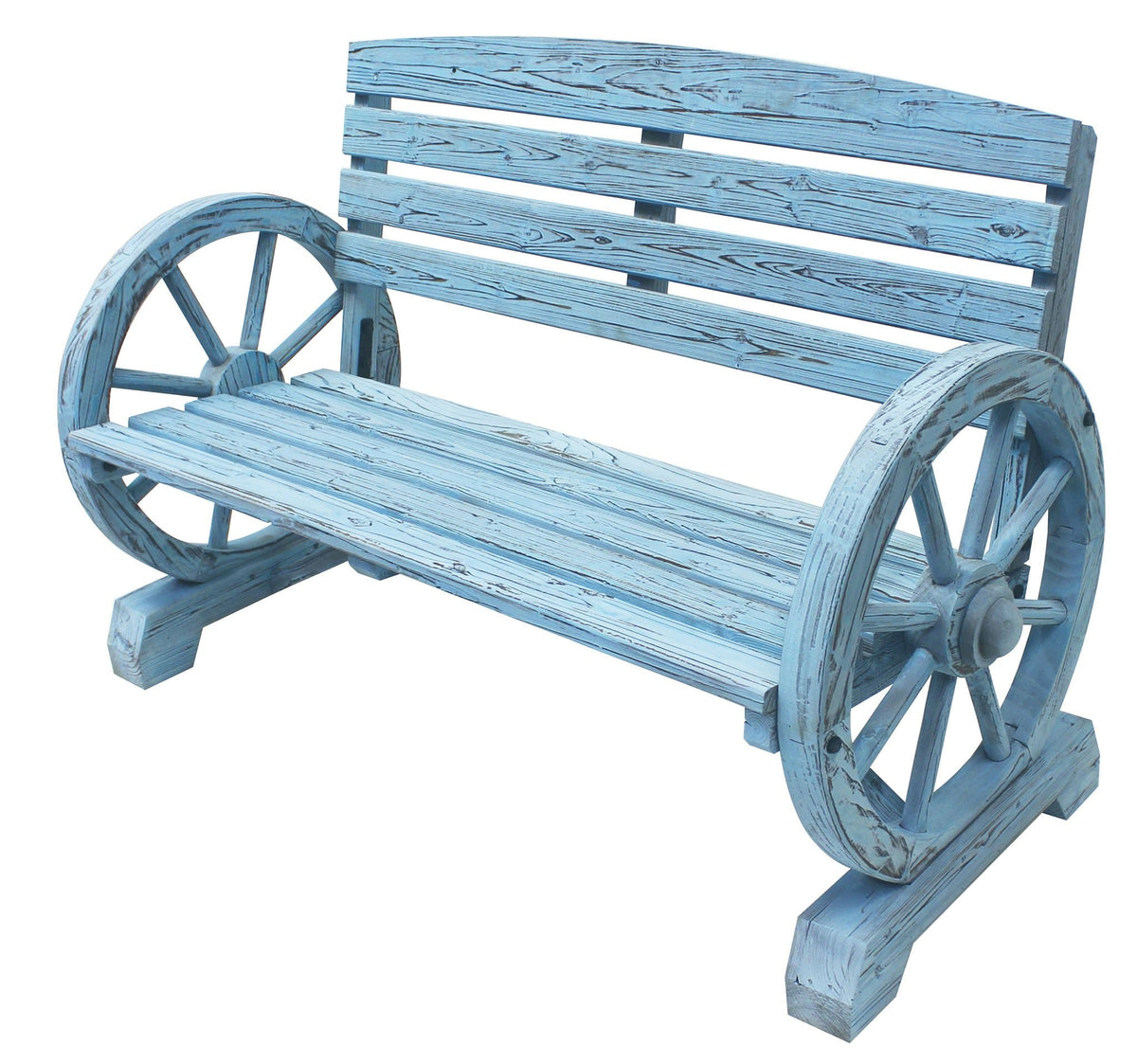 Blue Wash Wagon Wheel Bench – Leigh Country