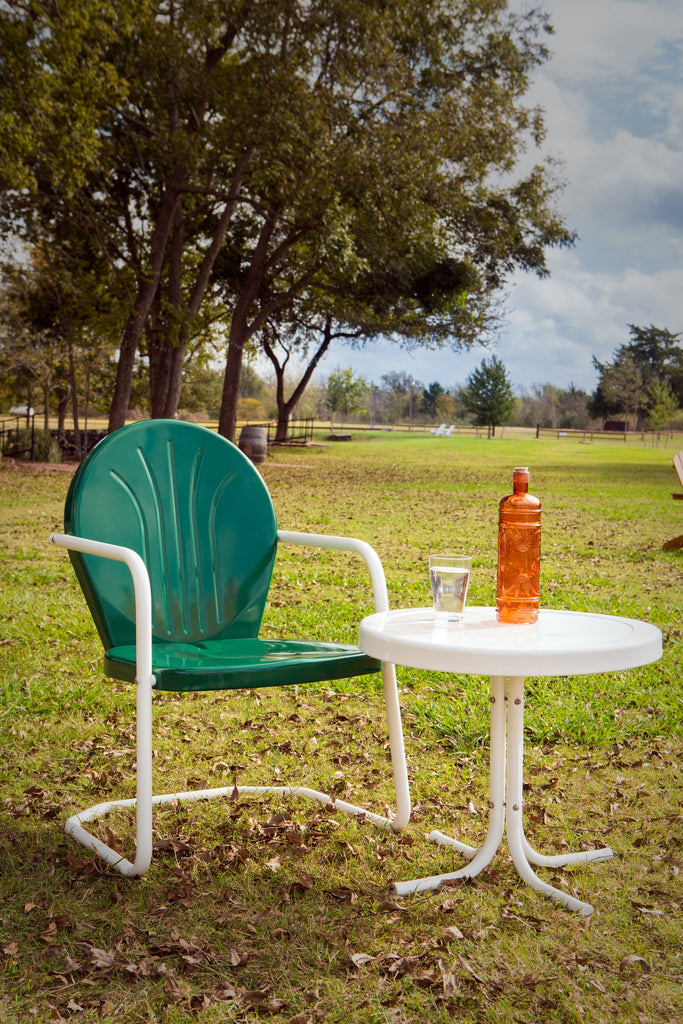 Dark Green Retro Metal Chair – Leigh Country