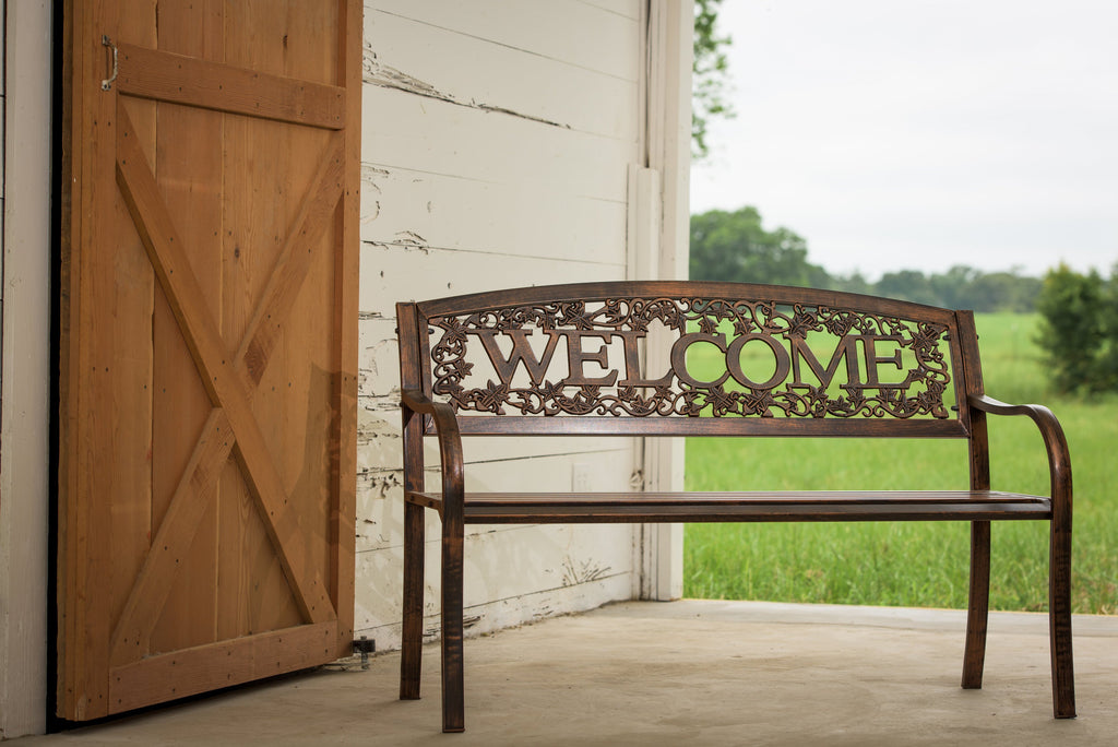Welcome Metal Bench – Leigh Country
