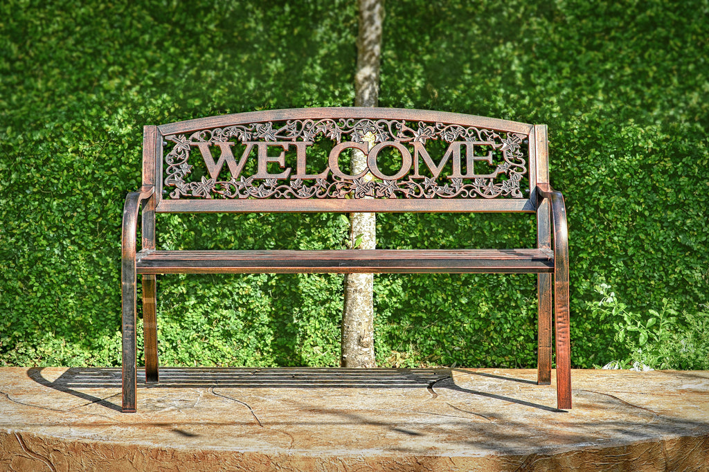 Welcome Metal Bench – Leigh Country